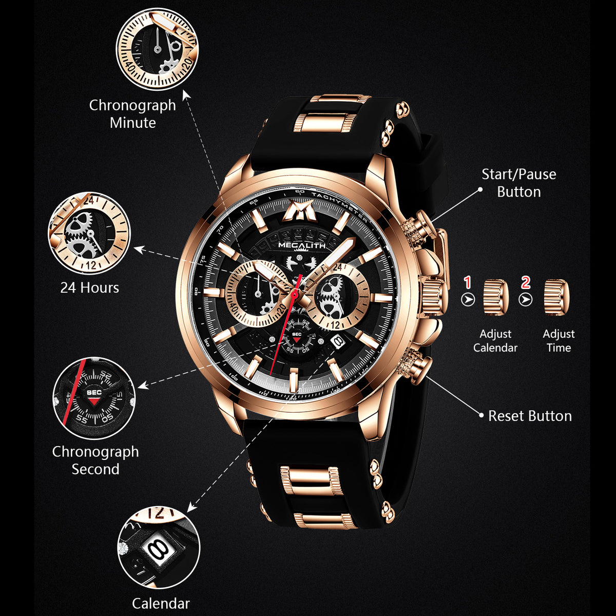 8332M | Quartz Men Watch | Rubber Band – megalith watch