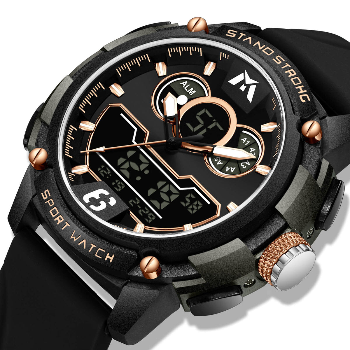 Analog Digital Watch | Rubber Band | 8268M – megalith watch