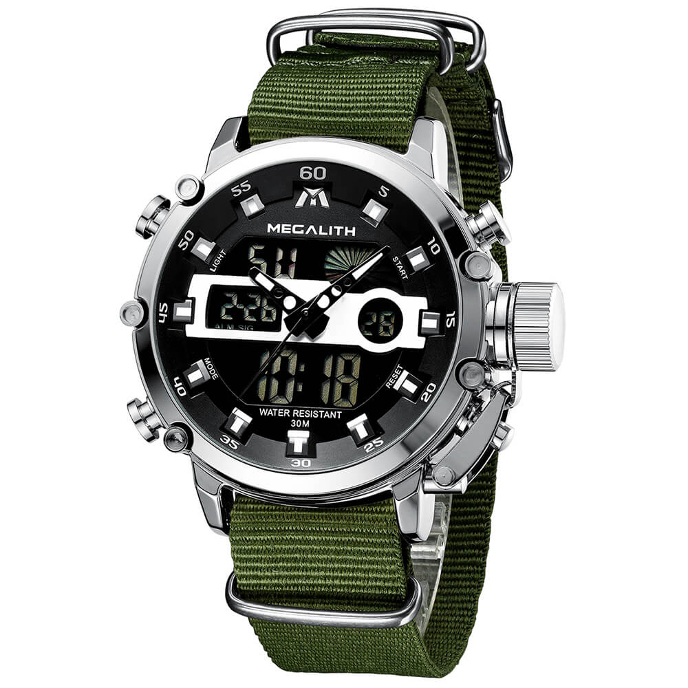 8051M | Analog Digital Men Watch | Nylon Band – megalith watch