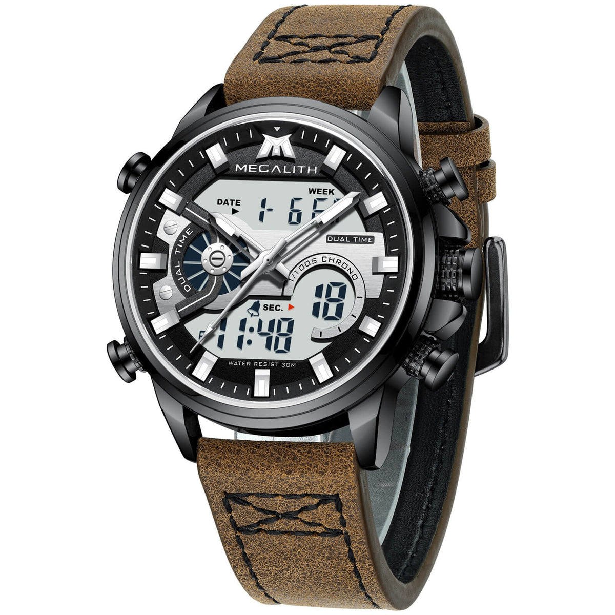 Analog Digital Watch | Leather Band | 8276M – megalith watch
