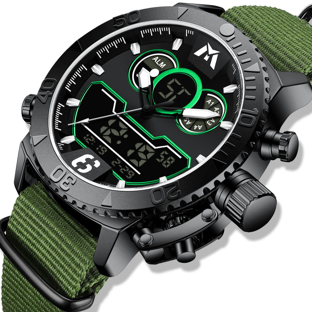 Analog Digital Watch | Nylon Band | 8269M – megalith watch